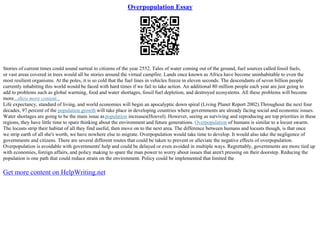 Overpopulation Summary And Analysis | PDF | Diseases and Conditions ...