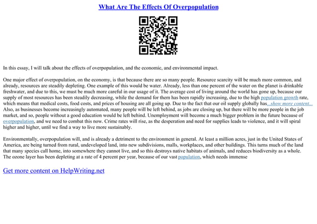 Overpopulation Summary And Analysis | PDF | Diseases and Conditions ...