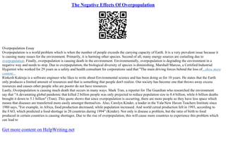 Overpopulation Summary And Analysis | PDF | Diseases and Conditions ...