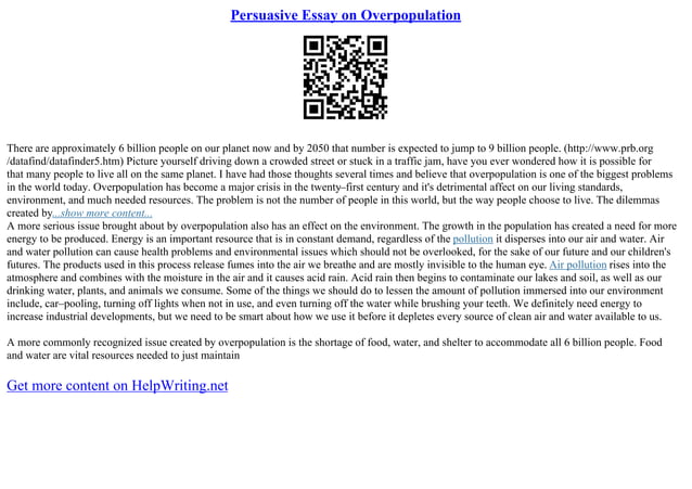 Overpopulation Summary And Analysis | PDF | Diseases and Conditions | Medical Health