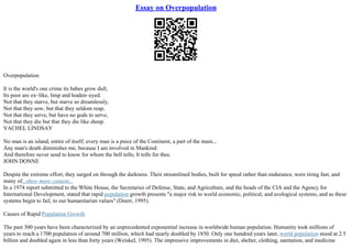 Overpopulation Summary And Analysis | PDF | Diseases and Conditions ...