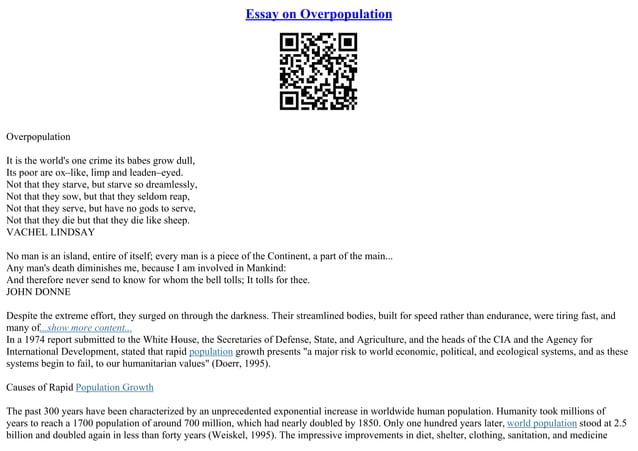 Overpopulation Summary And Analysis | PDF | Diseases and Conditions ...