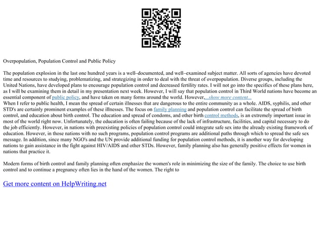 Overpopulation Summary And Analysis | PDF | Diseases and Conditions ...