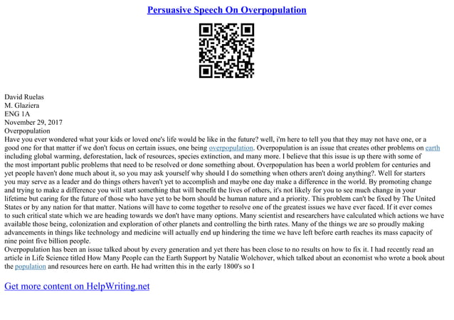 Overpopulation Summary And Analysis | PDF | Diseases and Conditions ...