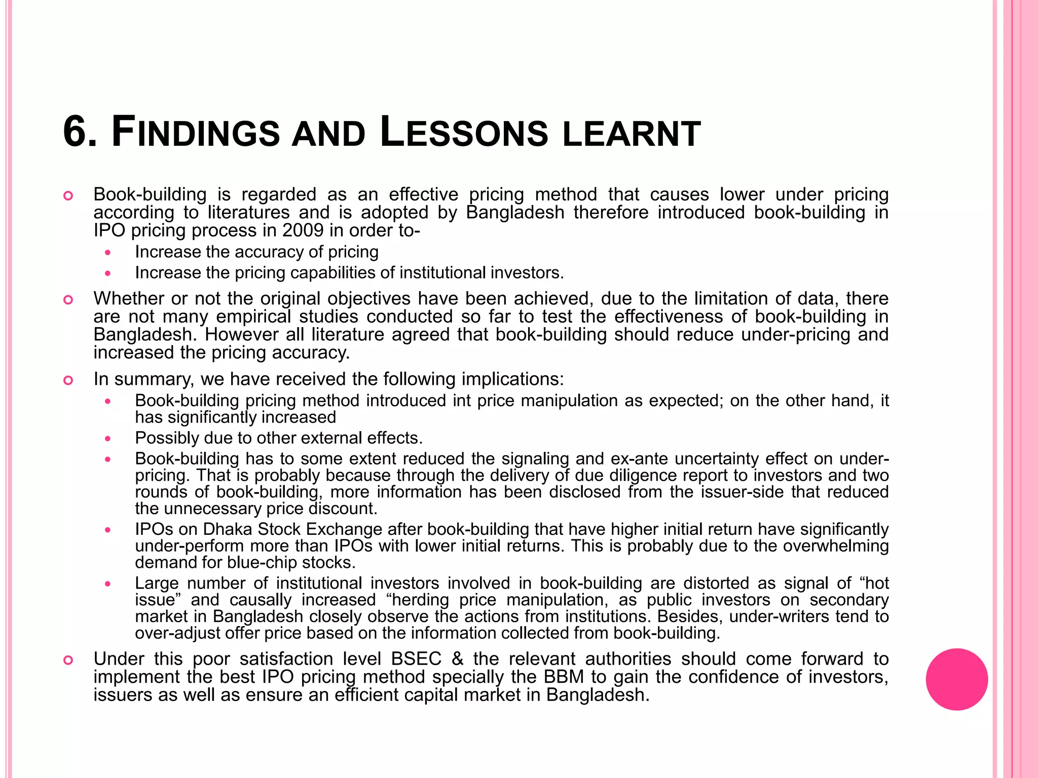 Overpricing of IPOS in Bangladesh: Book building method | PPTX