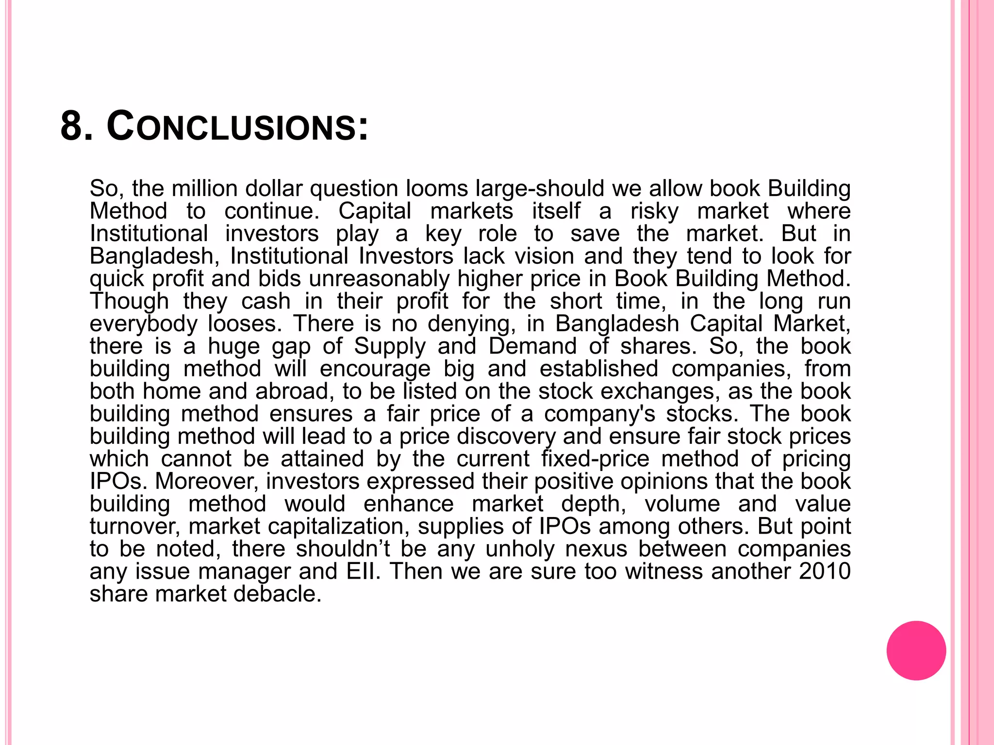 Overpricing of IPOS in Bangladesh: Book building method | PPTX