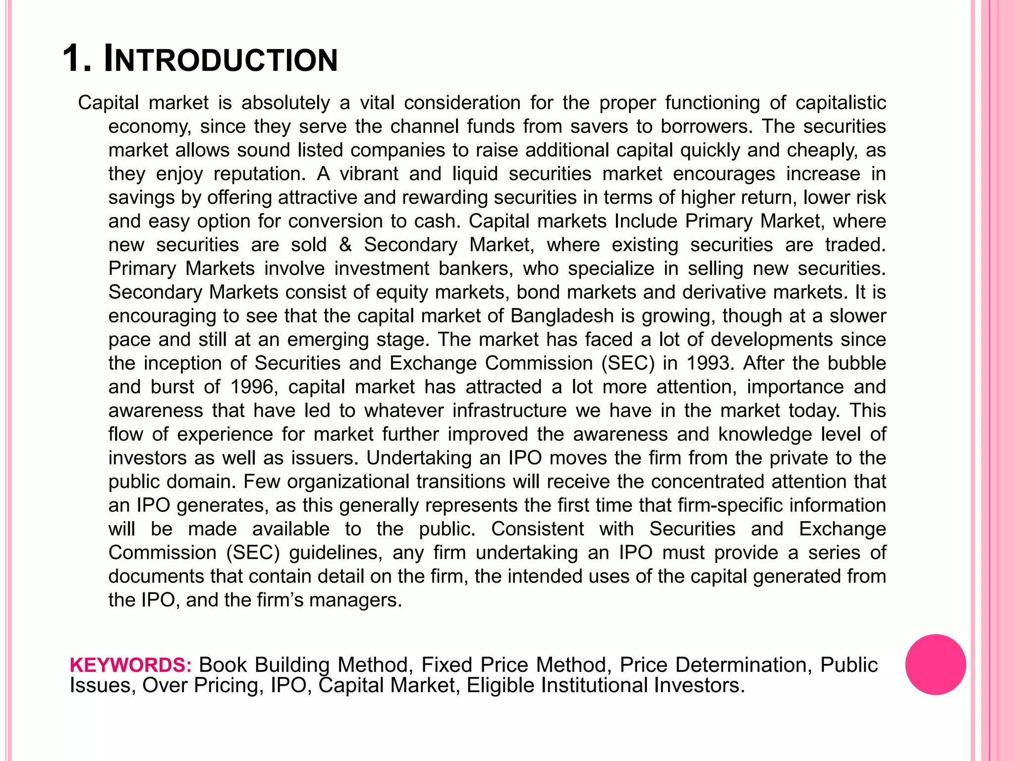 Overpricing of IPOS in Bangladesh: Book building method | PPTX