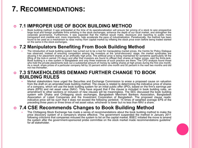 Overpricing of IPOS in Bangladesh: Book building method | PPTX