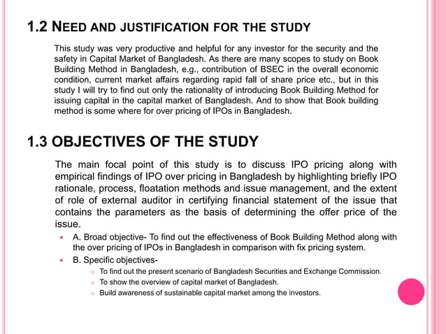 Overpricing of IPOS in Bangladesh: Book building method | PPTX