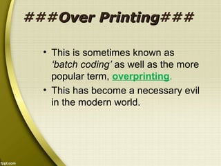 ###Over printing### & line clearance sheet by Vishnu Datta M | PPT