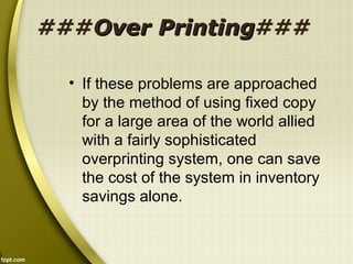 ###Over printing### & line clearance sheet by Vishnu Datta M | PPT