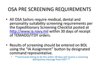 Overseas contingency operations support assignment | PPTX