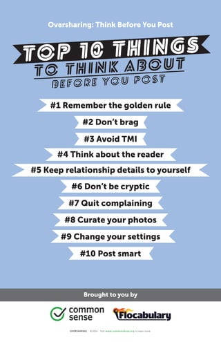 Oversharing Poster from Commonsensemedia.org