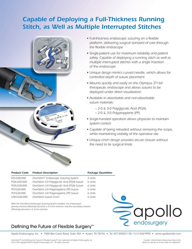 Overstitch by Apollo Endosurgery | PDF | Surgery | Medical Health