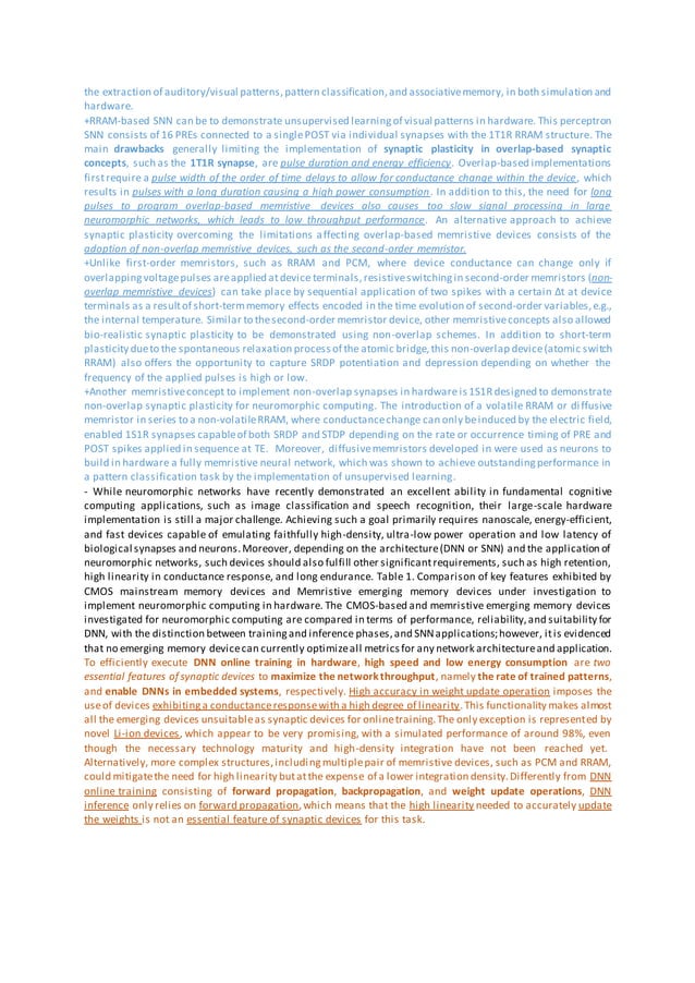 Over Summary Of Memristive And Cmos Devices For Neuromorphic Computing