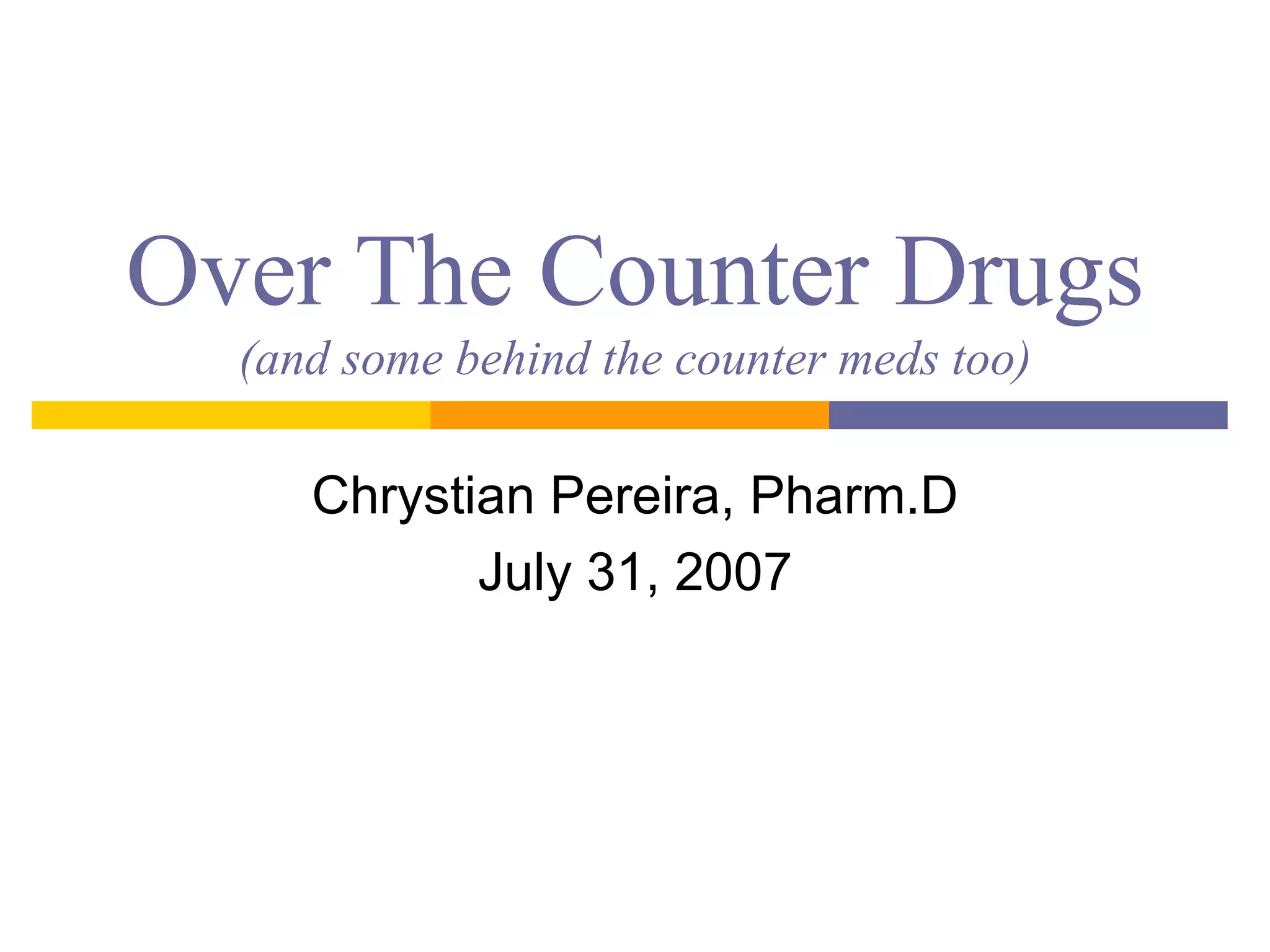 Over The Counter Drugs | PPT