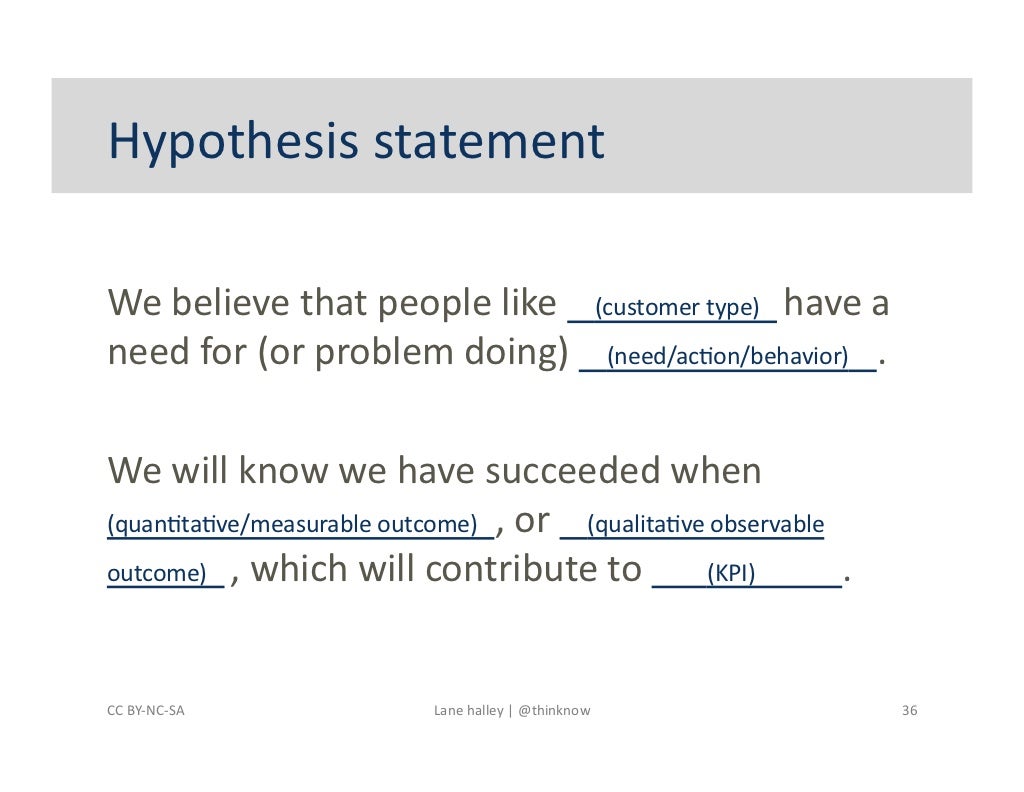 Hypothesis Statement We Believe