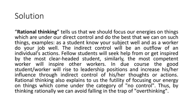 Overthinking and Stress Management presentation | PPTX