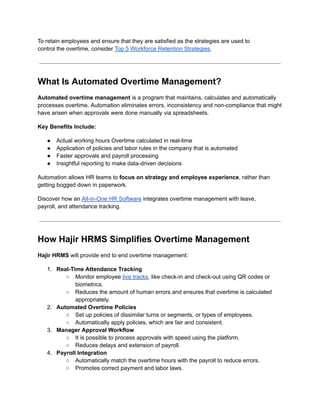 Overtime Management Software | Automate with Hajir HRMS | PDF