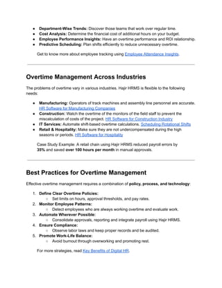 Overtime Management Software | Automate with Hajir HRMS | PDF