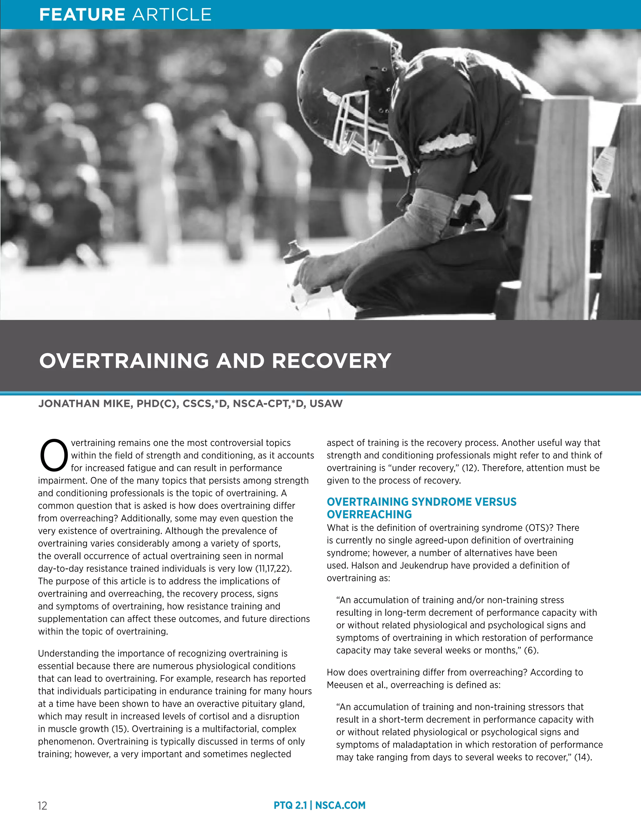 Overtraining and recovery | PDF