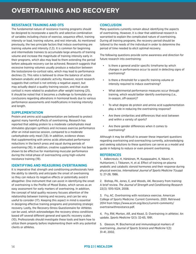 Overtraining and recovery | PDF