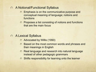 An Overview of Syllabuses in English Language Teaching | PPTX