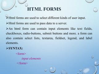 An Overview of HTML, CSS & Java Script