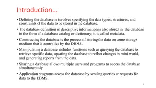 Overview of dbms | PPTX | Databases | Computer Software and Applications
