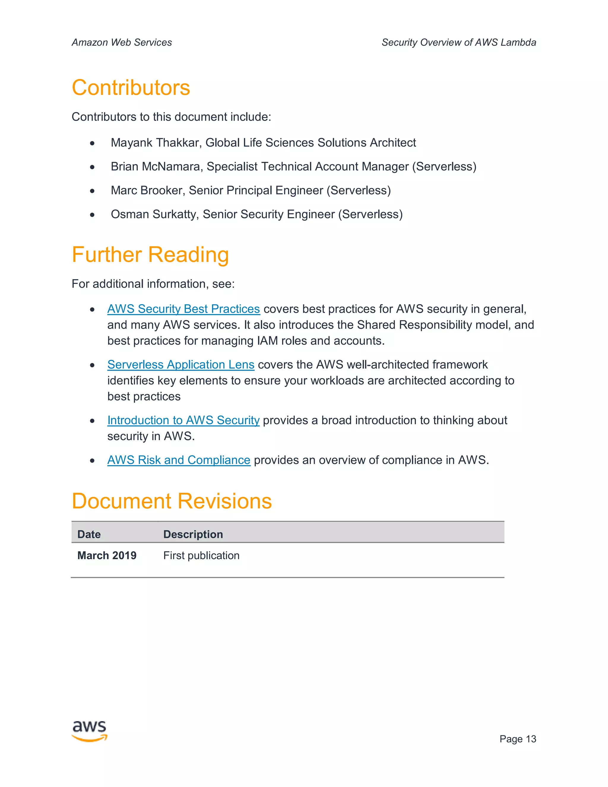 Overview aws-lambda-security | PDF