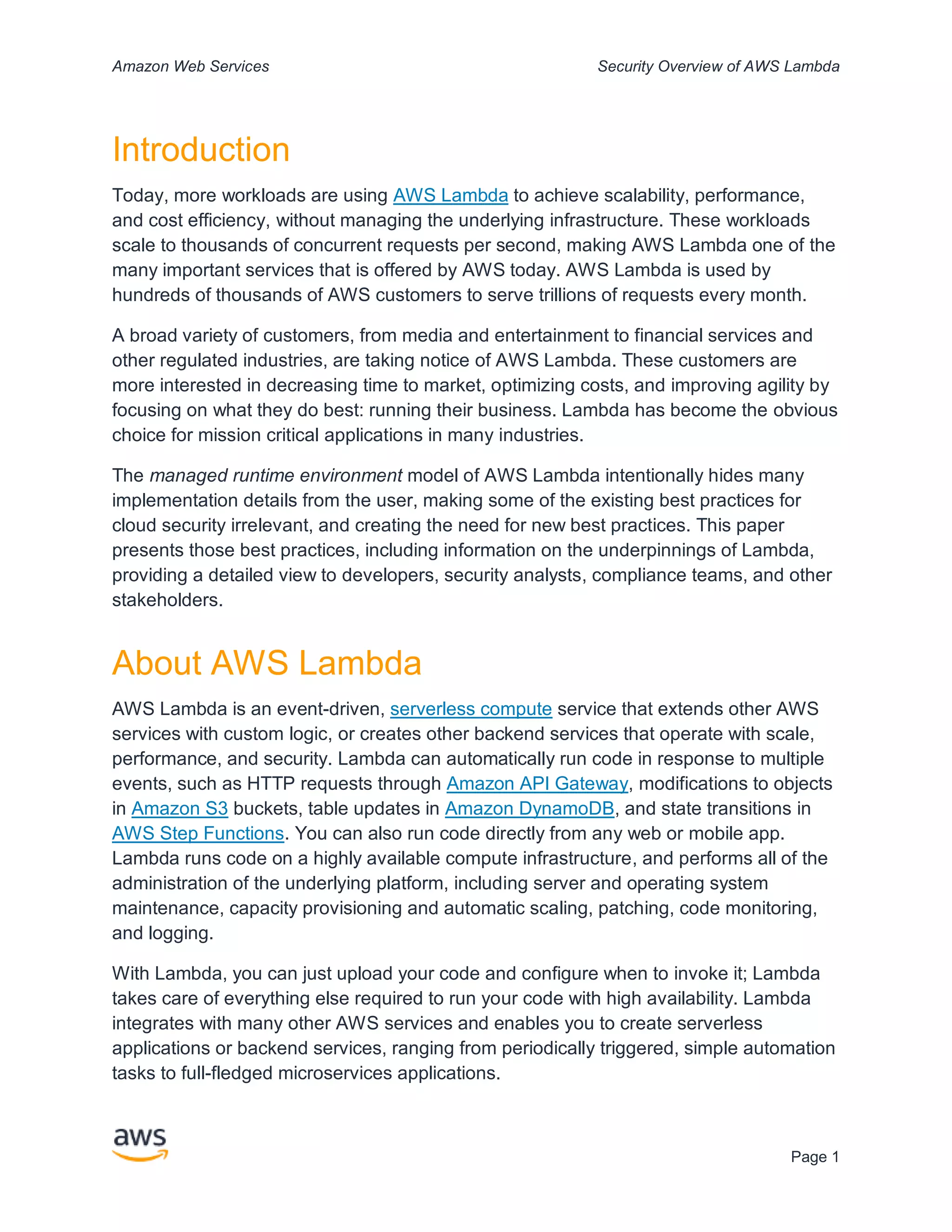 Overview aws-lambda-security | PDF