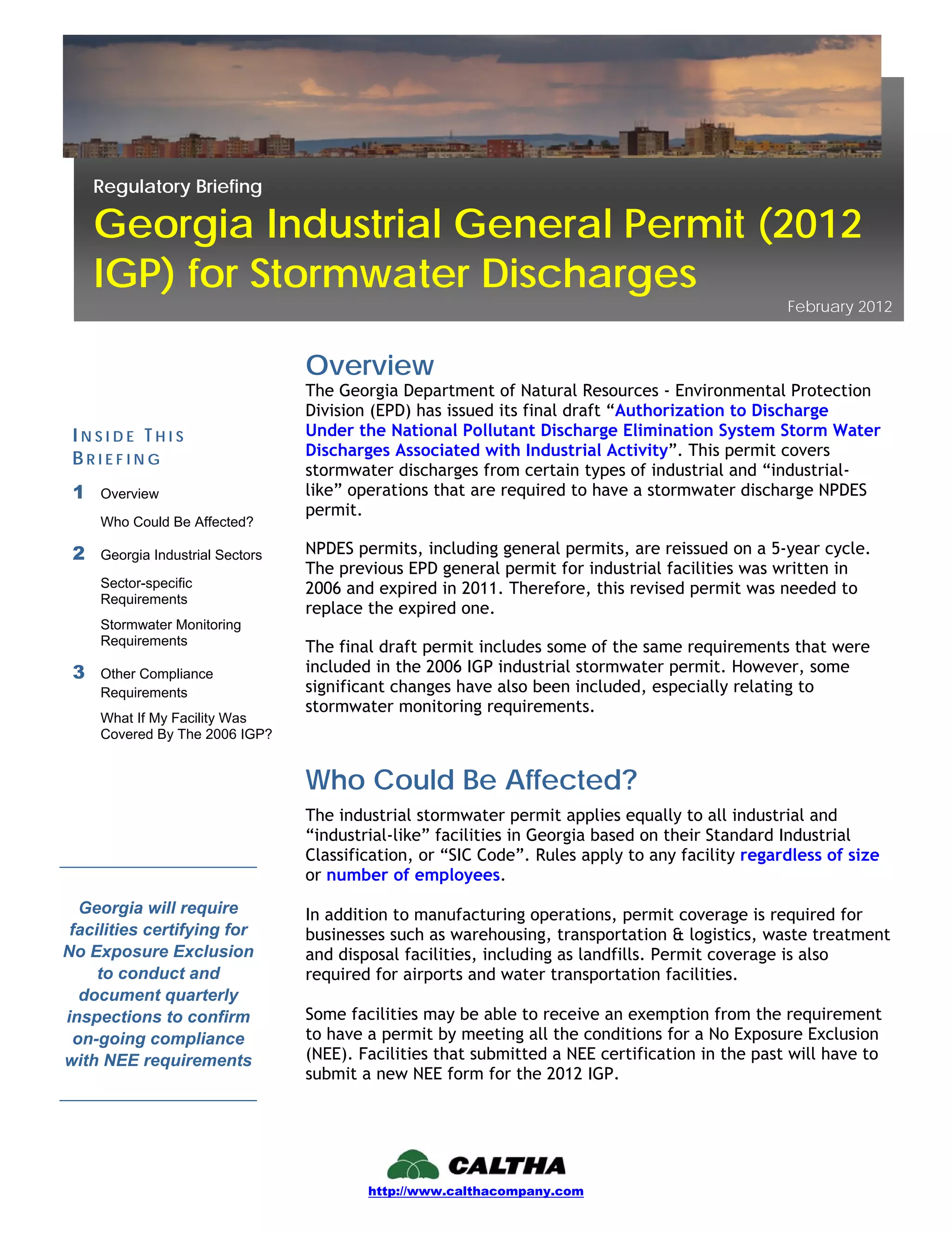 Overview of Georgia EDP Industrial Stormwater Permit | PDF