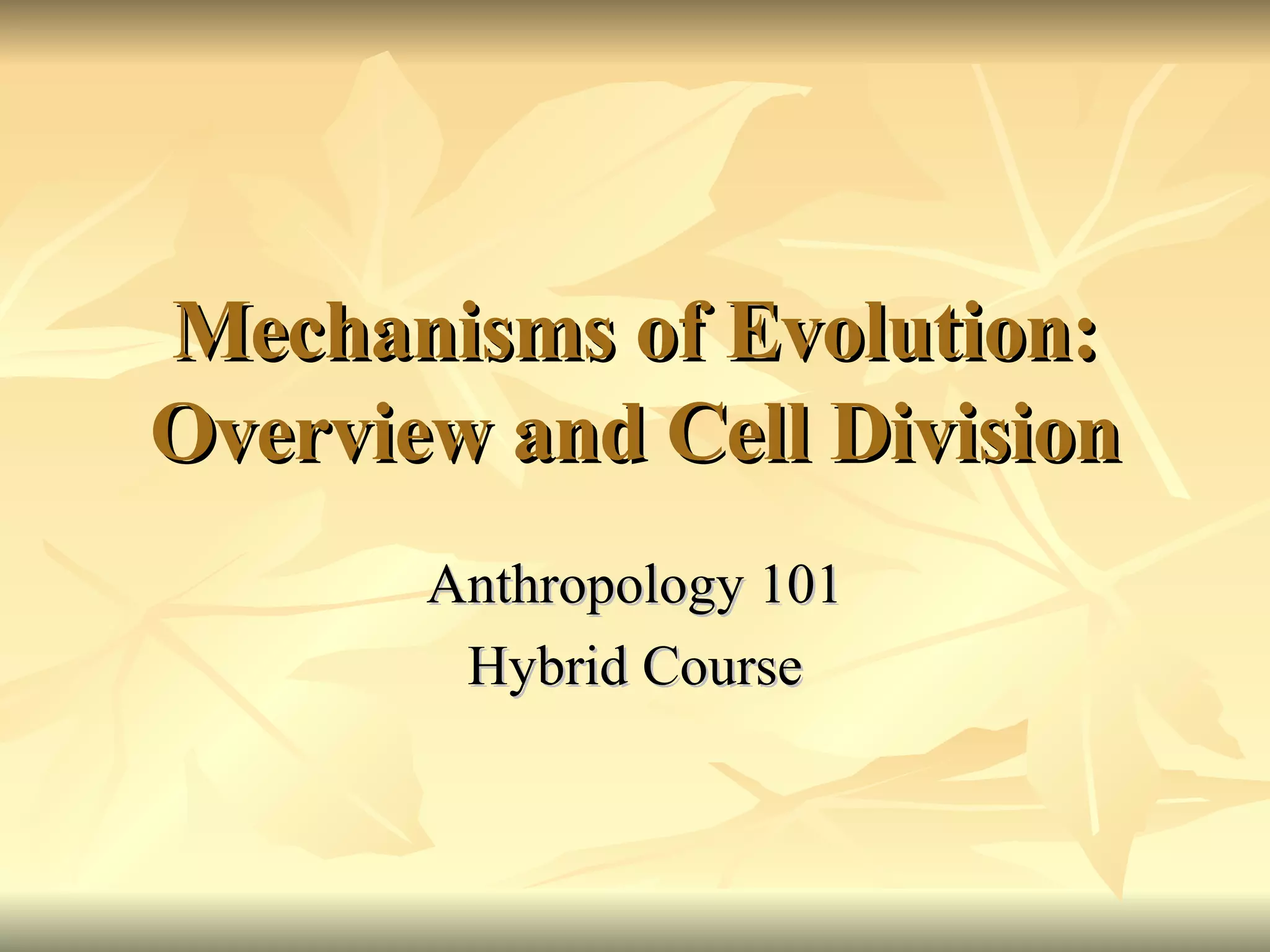 Overview of ;Genetics and Cell Division | PPT