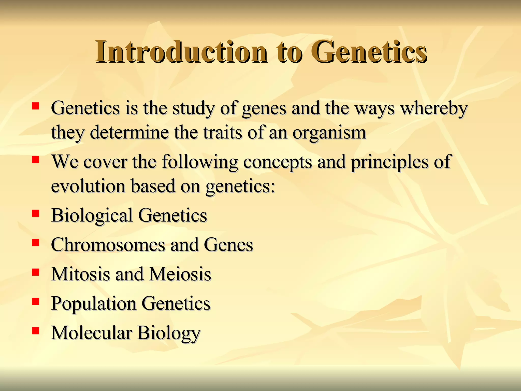 Overview of ;Genetics and Cell Division | PPT