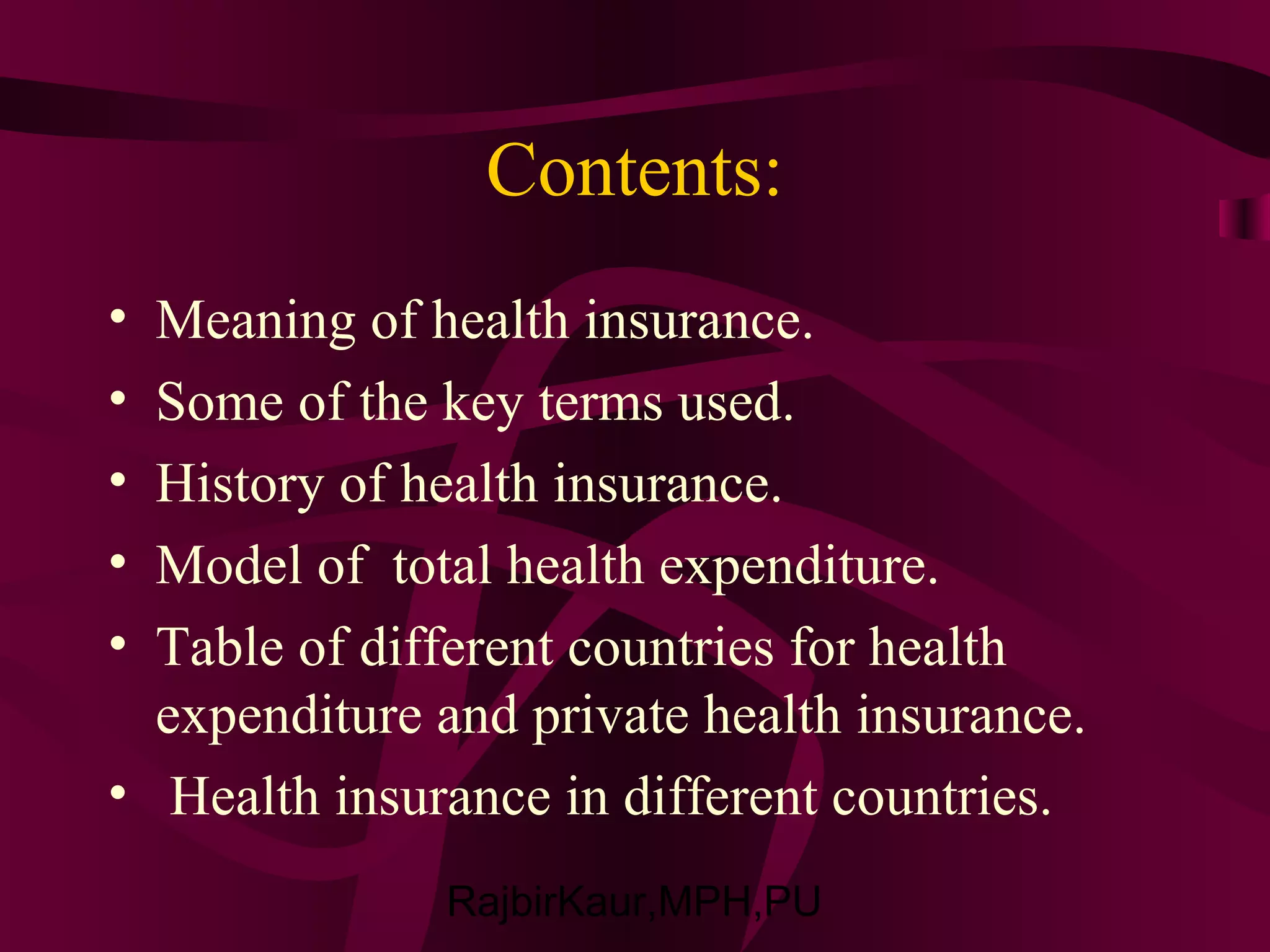 Health Insurance-An Overview | PPT