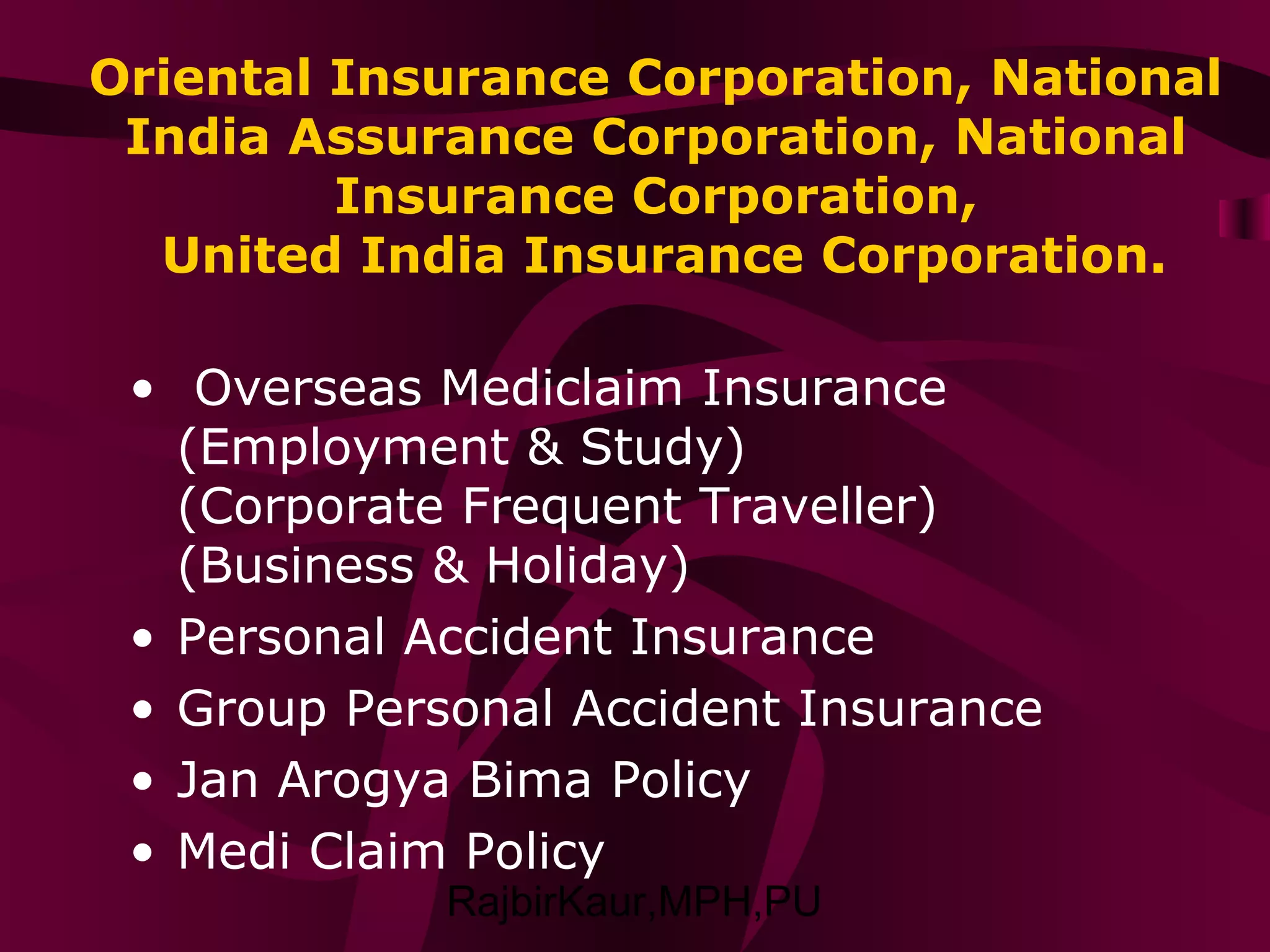 Health Insurance-An Overview | PPT