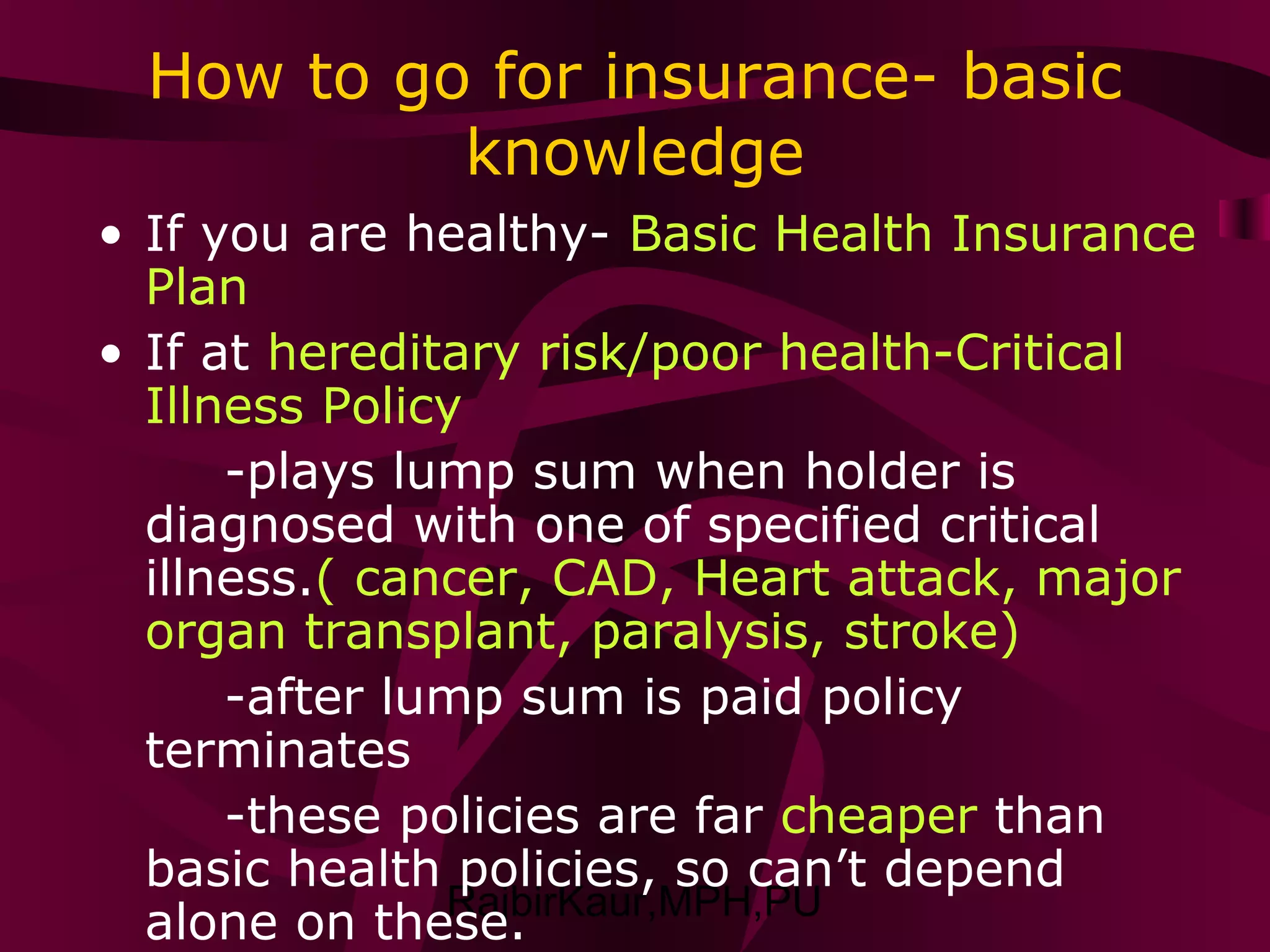 Health Insurance-An Overview | PPT