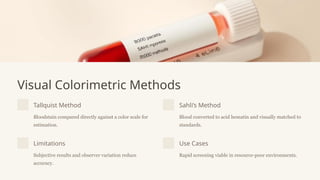 Overview of Hemoglobin Estimation in Clinical Diagnostics | PPTX