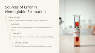 Overview of Hemoglobin Estimation in Clinical Diagnostics | PPTX