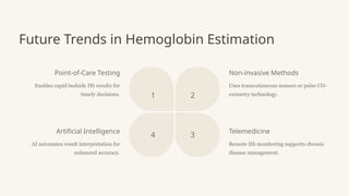 Overview of Hemoglobin Estimation in Clinical Diagnostics | PPTX