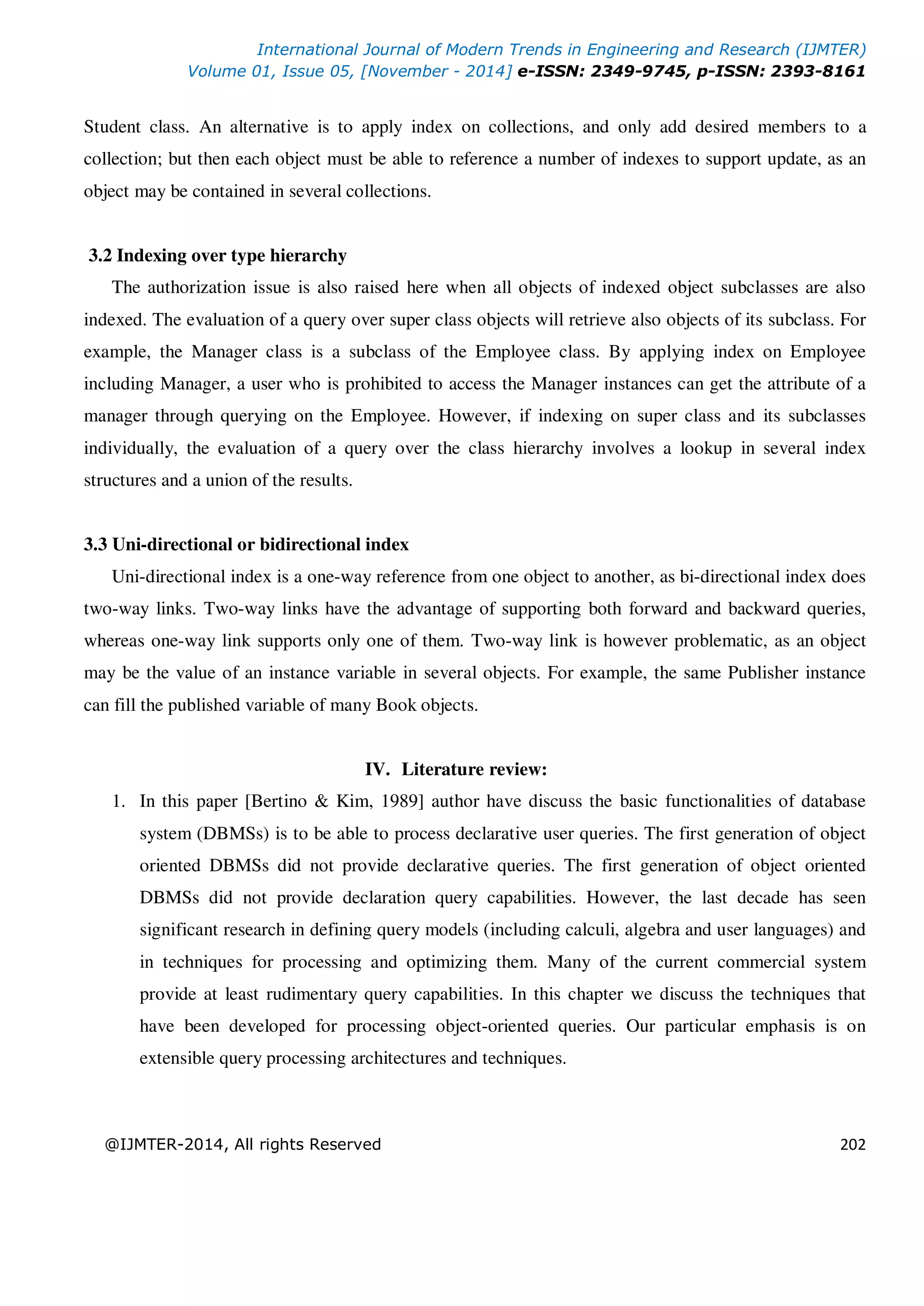 Overview of Indexing In Object Oriented Database | PDF