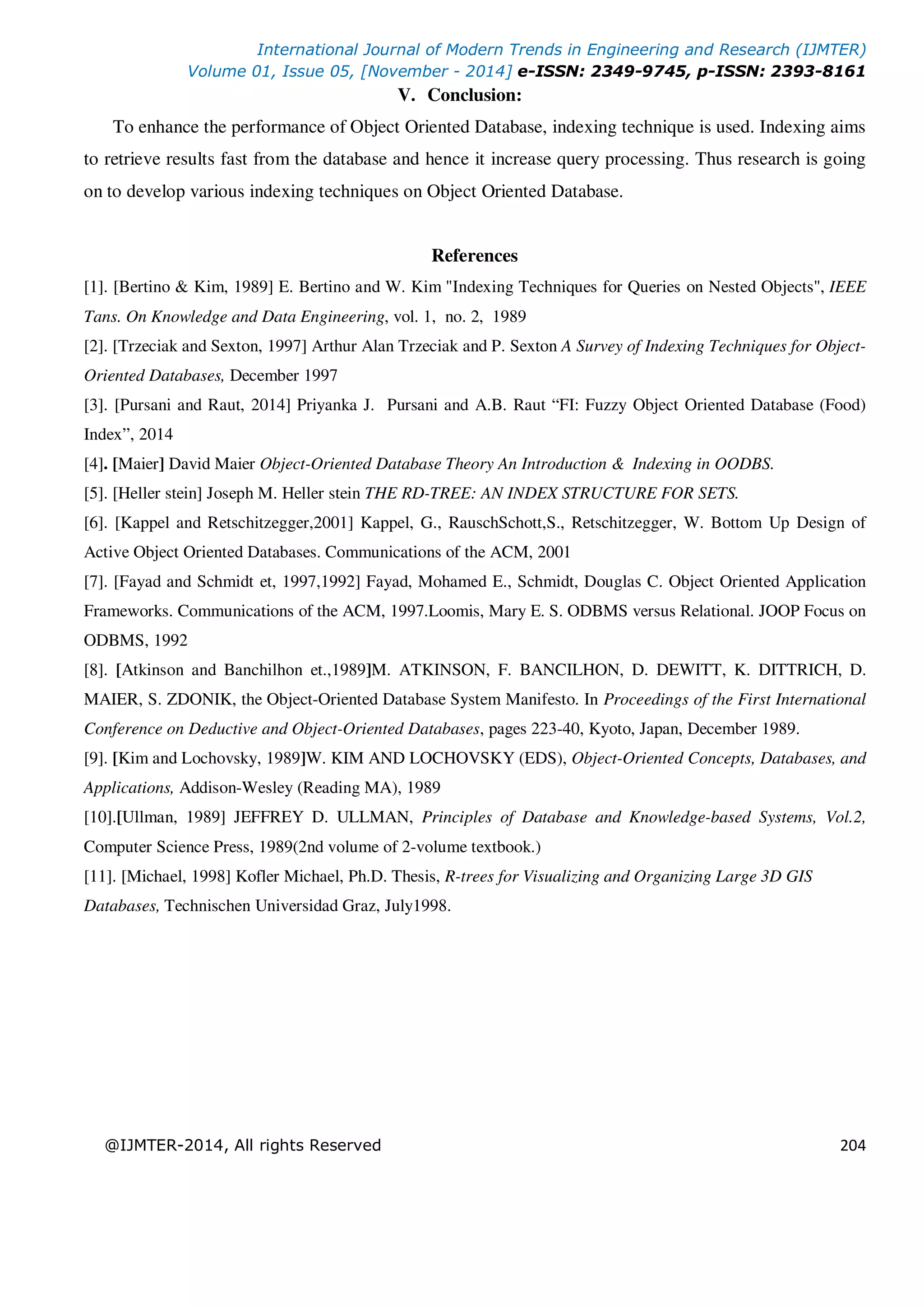 Overview of Indexing In Object Oriented Database | PDF