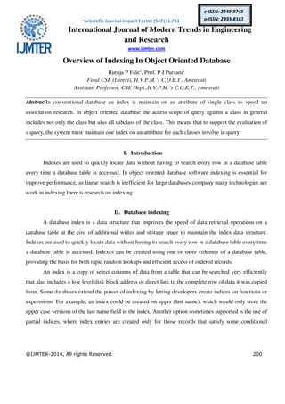 Overview of Indexing In Object Oriented Database | PDF | Databases | Computer Software and ...