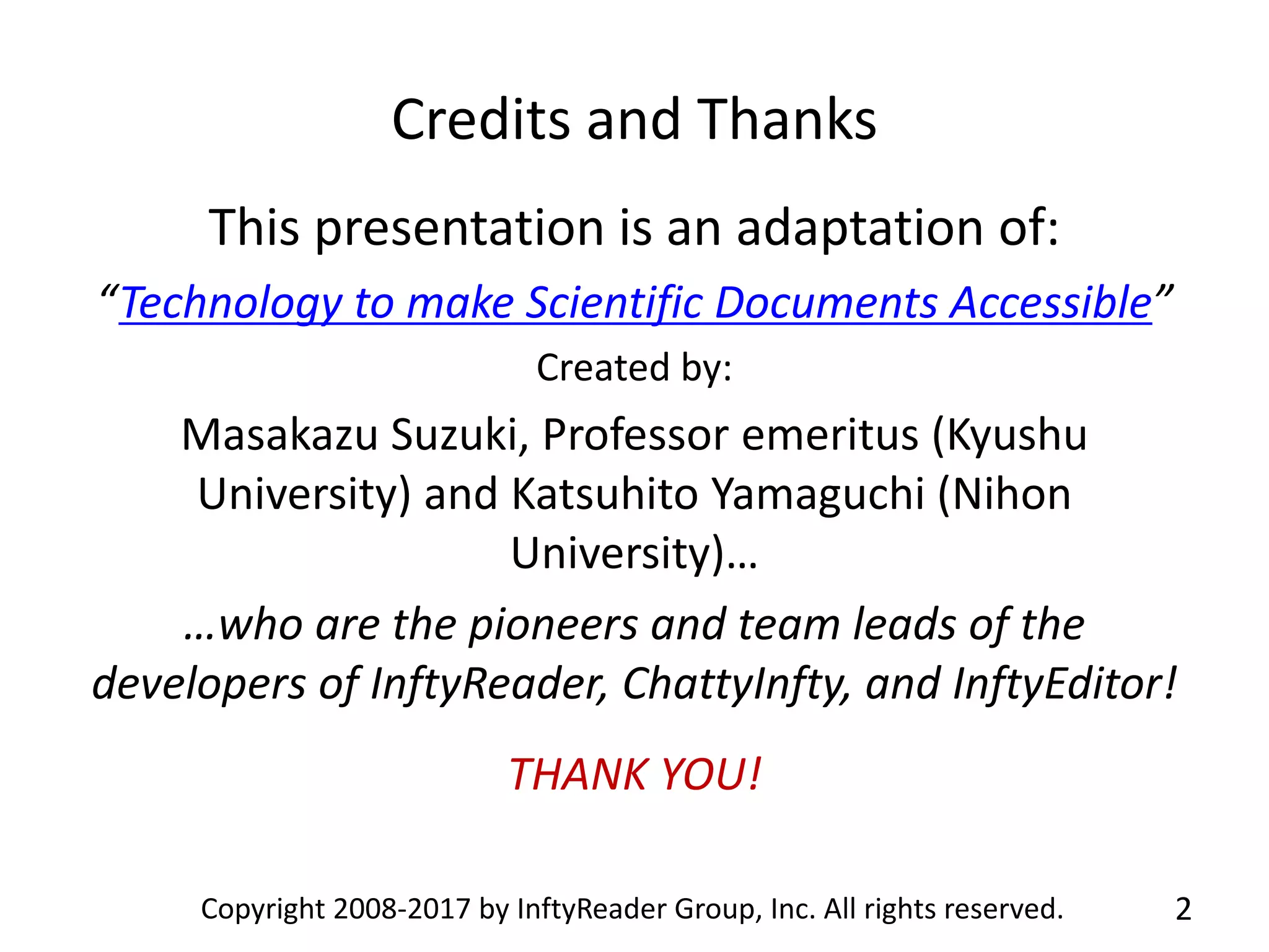 Overview of InftyReader, ChattyInfty, and InftyEditor | PPT