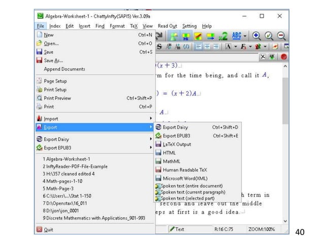 Overview of InftyReader, ChattyInfty, and InftyEditor | PPT