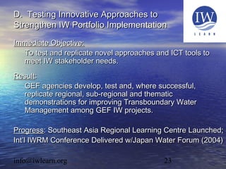 Overview of IW:LEARN Activities | PPT