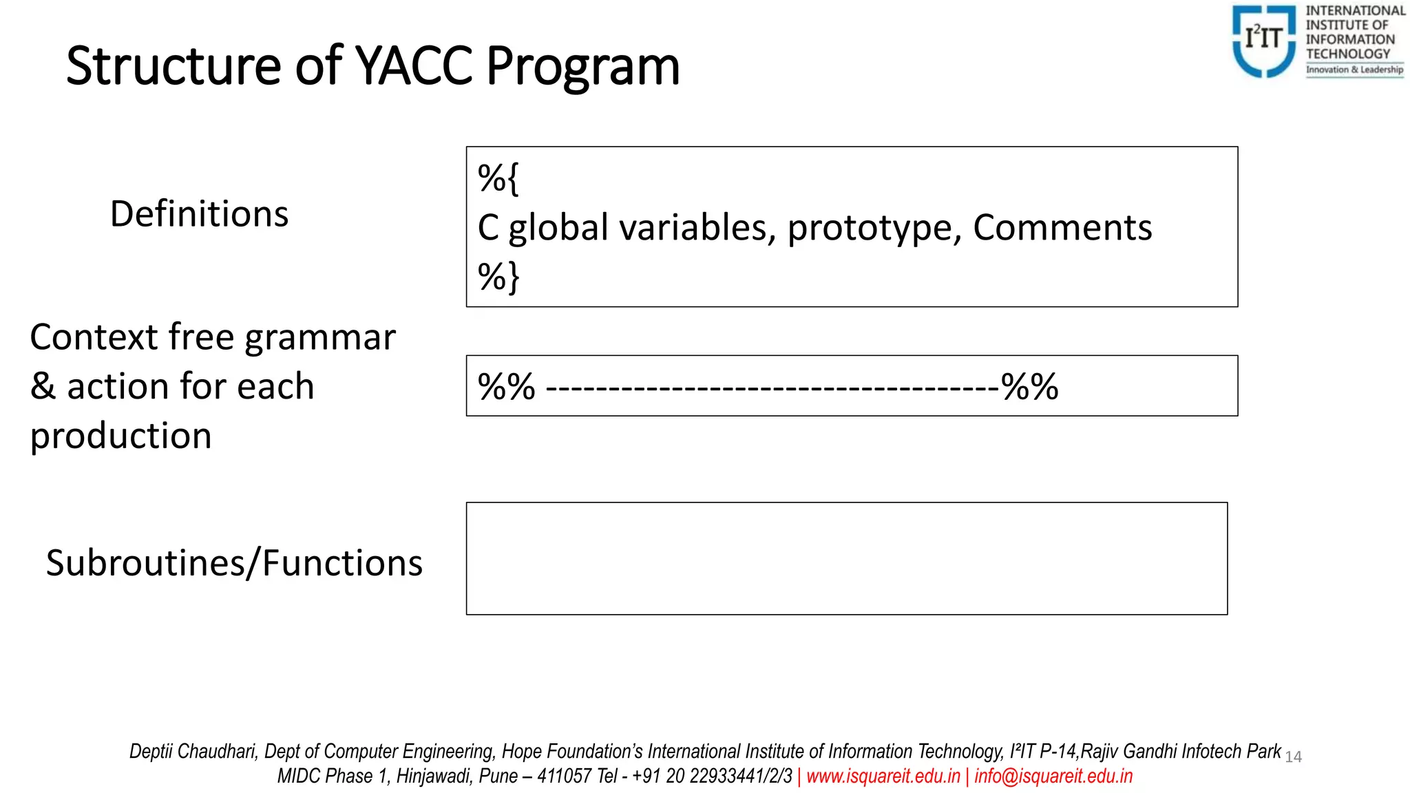 Systems Programming & Operating Systems - Overview of LEX-and-YACC | PPT