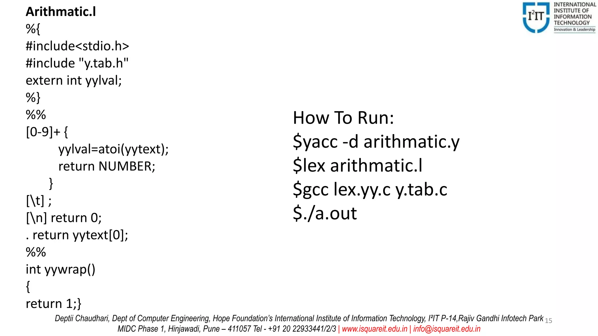 Systems Programming & Operating Systems - Overview of LEX-and-YACC | PPT