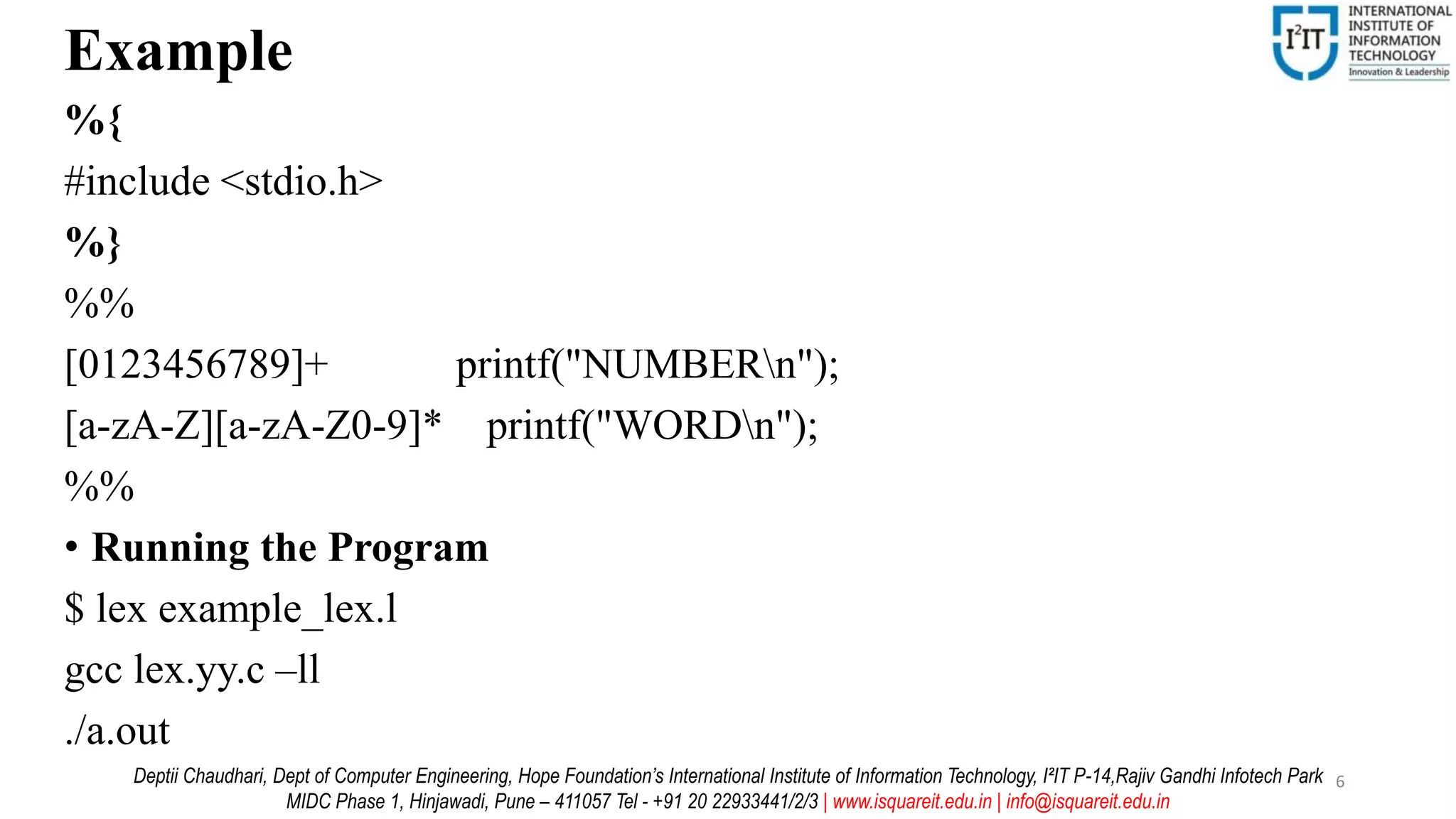 Systems Programming & Operating Systems - Overview of LEX-and-YACC | PPT
