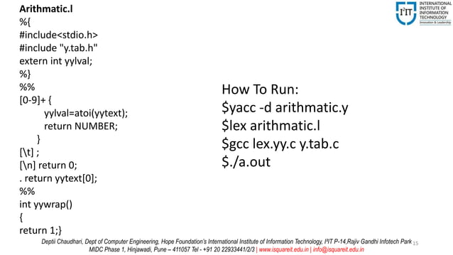 Systems Programming & Operating Systems - Overview of LEX-and-YACC | PPT